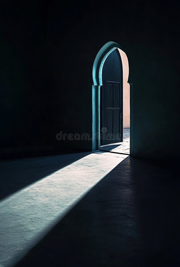 Marrakech Palace Doorway: Light & Shadow Stock Illustration ...