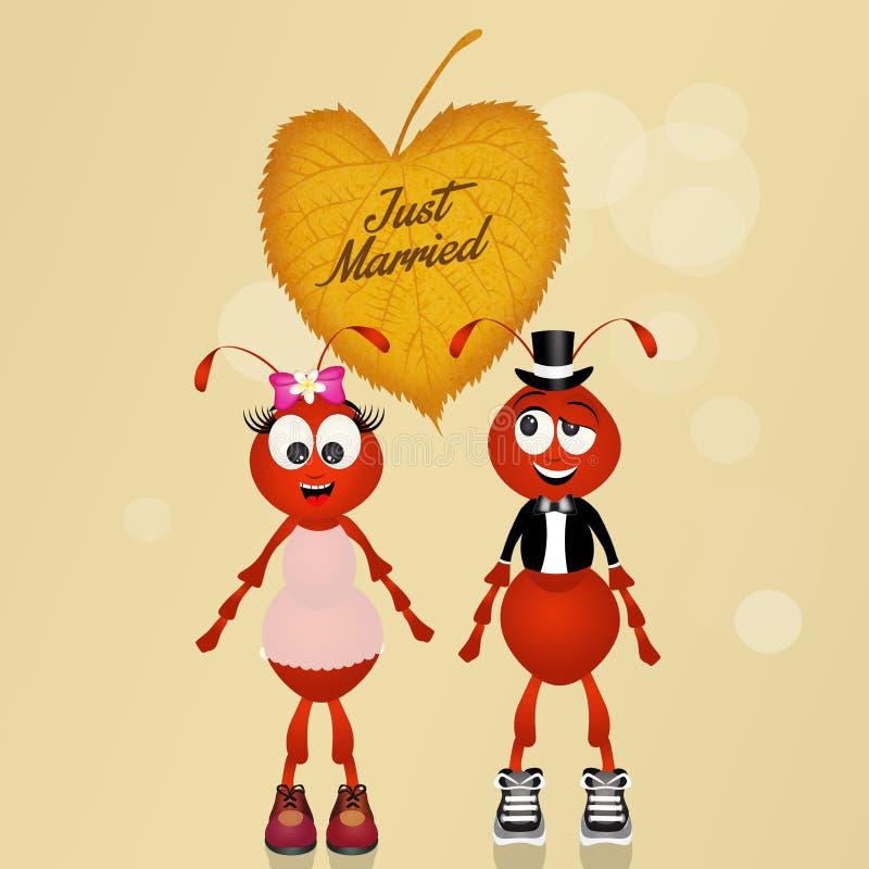 Marriage of ants stock illustration. Illustration of wedding - 90441056