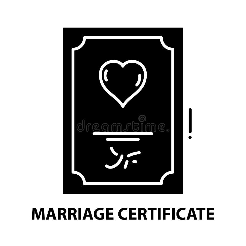 Marriage Certificate Icon, Black Vector Sign with Editable Strokes ...