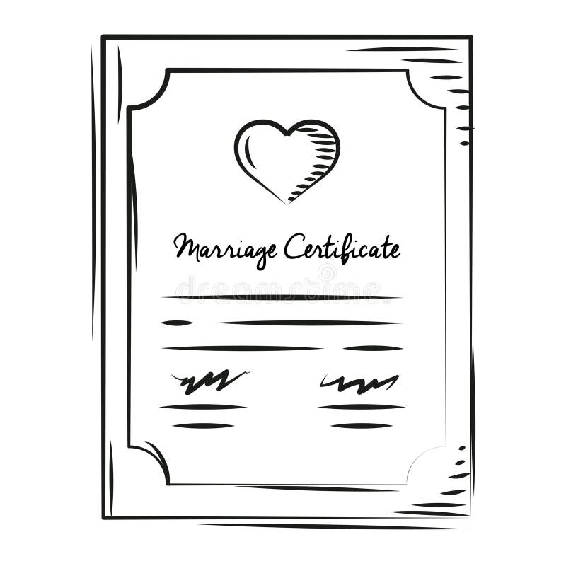 Marriage Certificate Sketch. Vector Stock Vector - Illustration of ...
