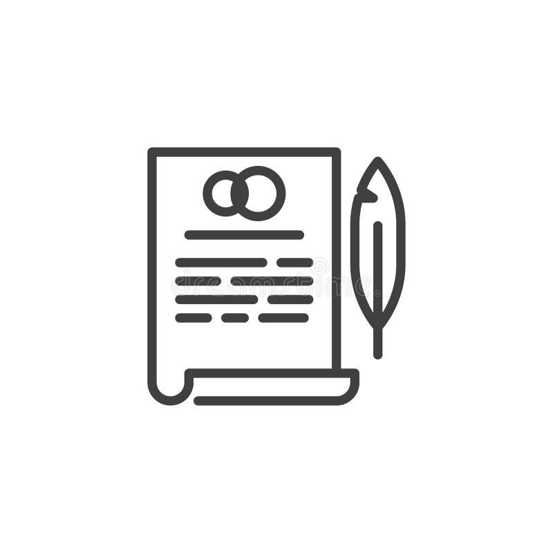 Marriage Contract Line Icon Stock Vector - Illustration of marriage ...