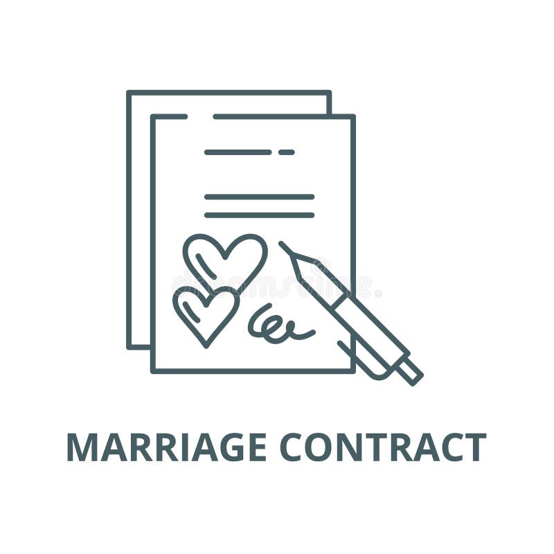 Marriage Contract Vector Line Icon, Linear Concept, Outline Sign ...