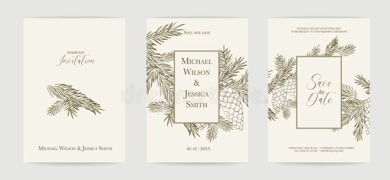 Marriage Design Template with Custom Names in Frame with Fir Tree ...