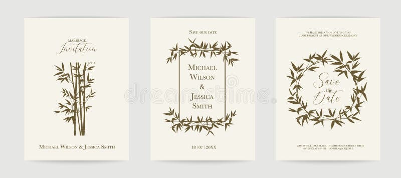Marriage Design Template with Custom Names in Frame with Bamboo Tree ...