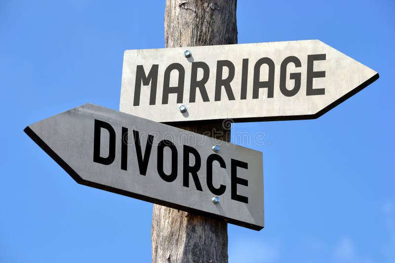 Marriage and Divorce - Wooden Signpost Stock Photo - Image of direction ...