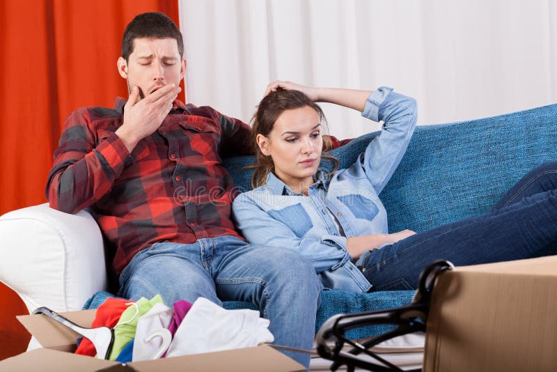 Marriage Exhausted of Moving House Stock Image - Image of property ...