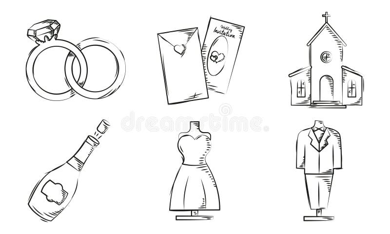 Marriage Icons Bundle. Vector Stock Vector - Illustration of vows ...