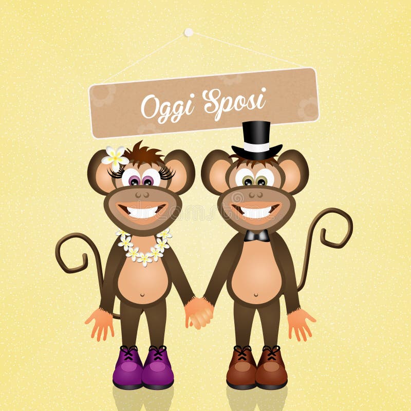 Marriage of monkey stock illustration. Illustration of monkey - 54084392