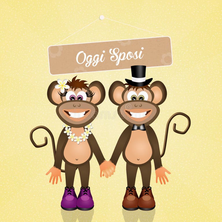 Marriage of monkey stock illustration. Illustration of mammal - 54084566