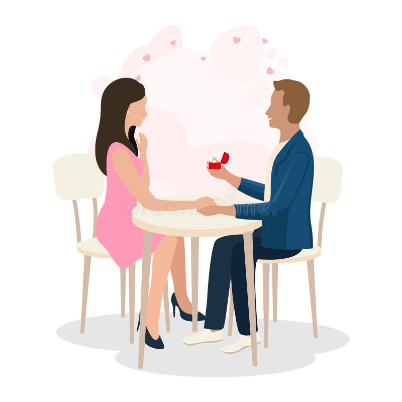 Young Man Holds A Diamond Ring In His Hand And Proposes Marriage To A