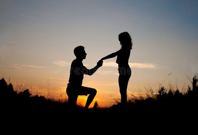 Marriage Proposal Sunset stock photo. Image of relationship - 64255356