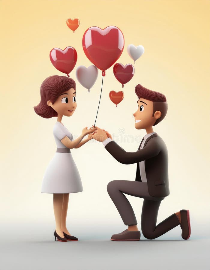 Marriage Proposal Valentine Cartoon Stock Illustration - Illustration ...