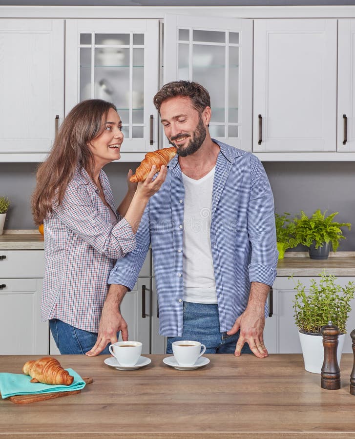 Married Couple Having Fun in the Kitchen Stock Image - Image of life ...