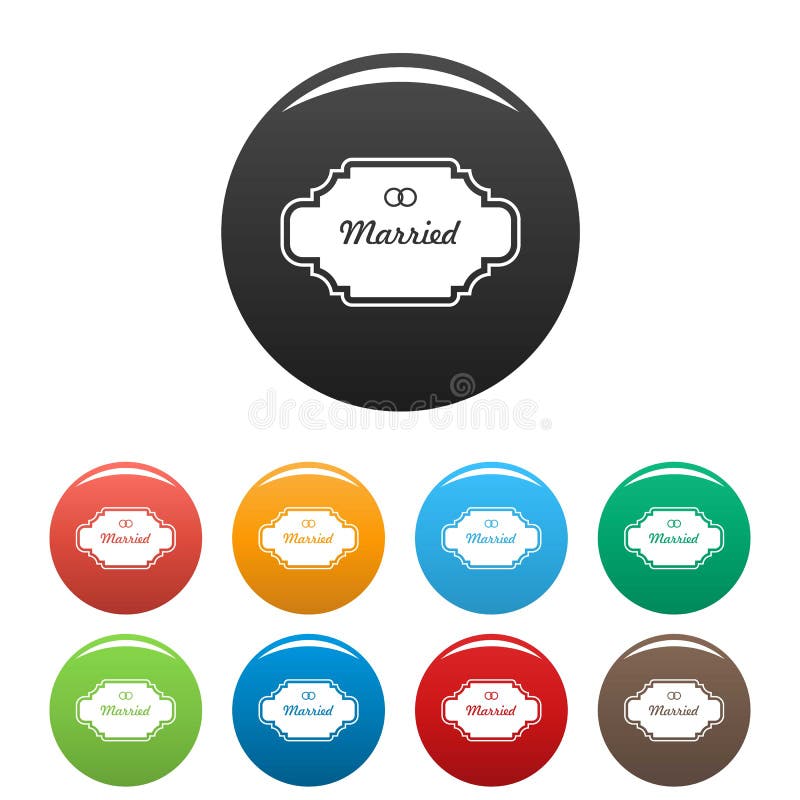 Married Label Icons Set Color Vector Stock Vector - Illustration of ...