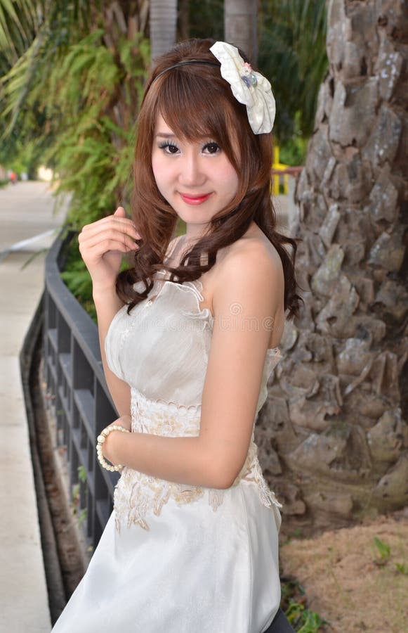 A Married Woman Bride in Her Wedding Dress Stock Image - Image of ...