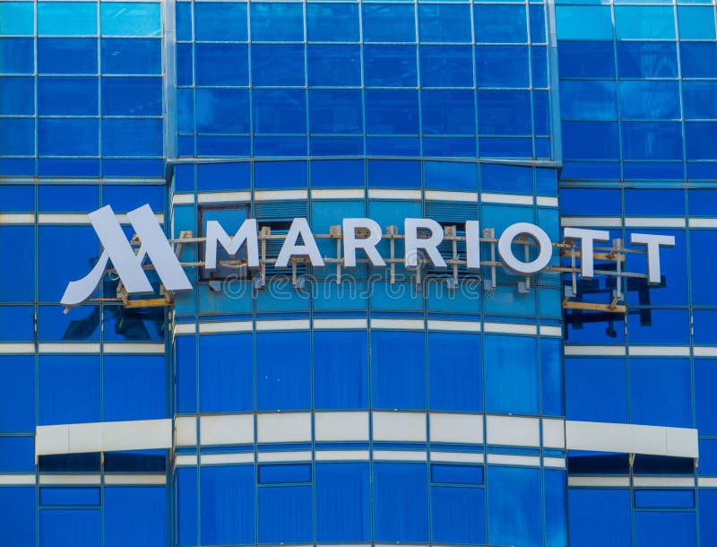 Marriott Hotel Logo Sign On Building. Marriott Hotel Is An American ...