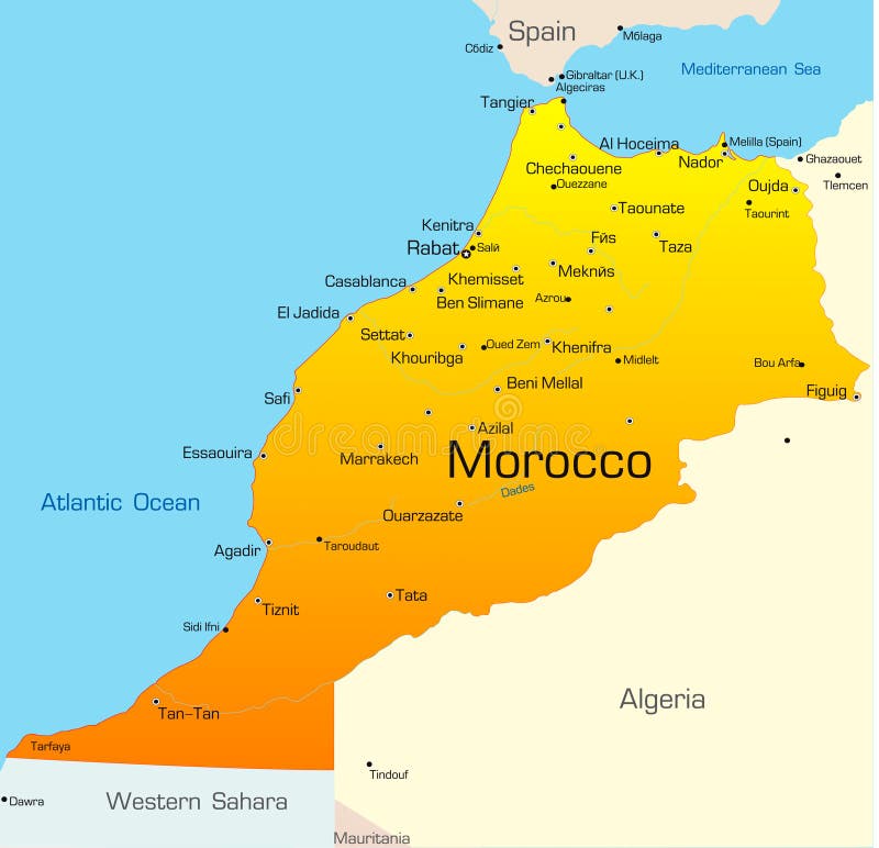 Mapa de Marrocos ilustração do vetor. Ilustração de isolado - 27138716