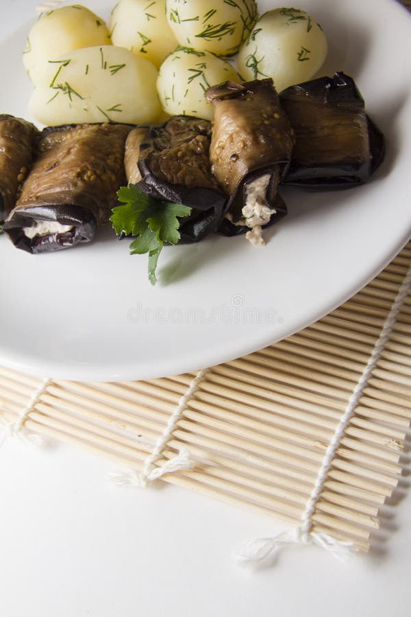 Marrow Rolls with Potato on White Stock Photo - Image of vegan, product ...
