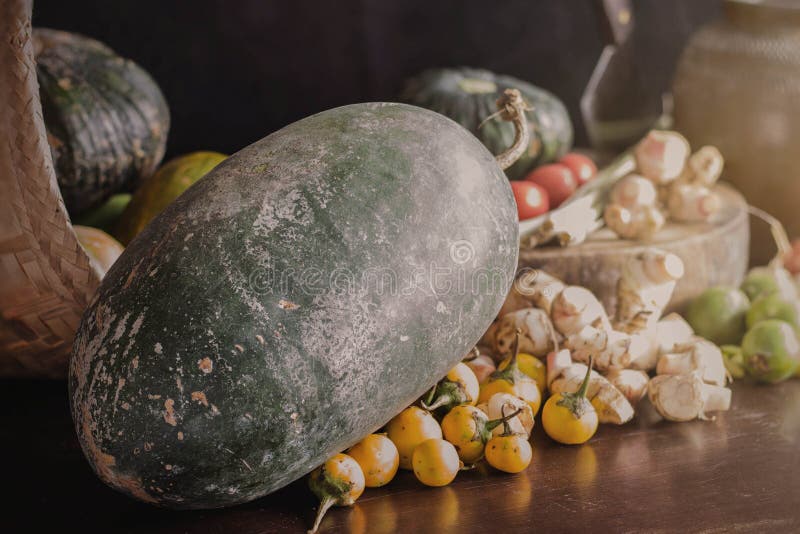 Marrow Squash and Spices on Wood. Stock Photo - Image of melon, diet ...