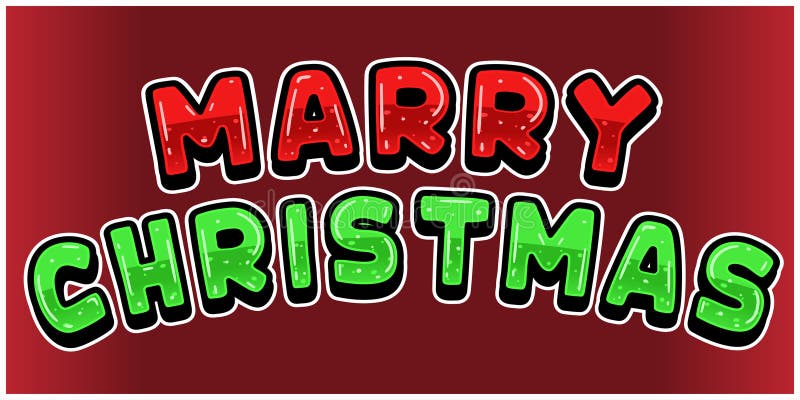 Marry Christmas Text Sticker. Text Effect Stock Vector - Illustration ...