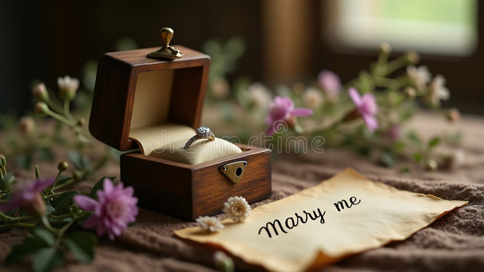 A Marry Me Note on Aged Parchment, Bathed in Soft Light, Evoking Warmth ...