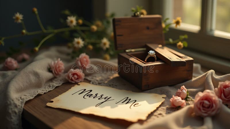 A Marry Me Note on Aged Parchment, Bathed in Soft Light, Evoking Warmth ...