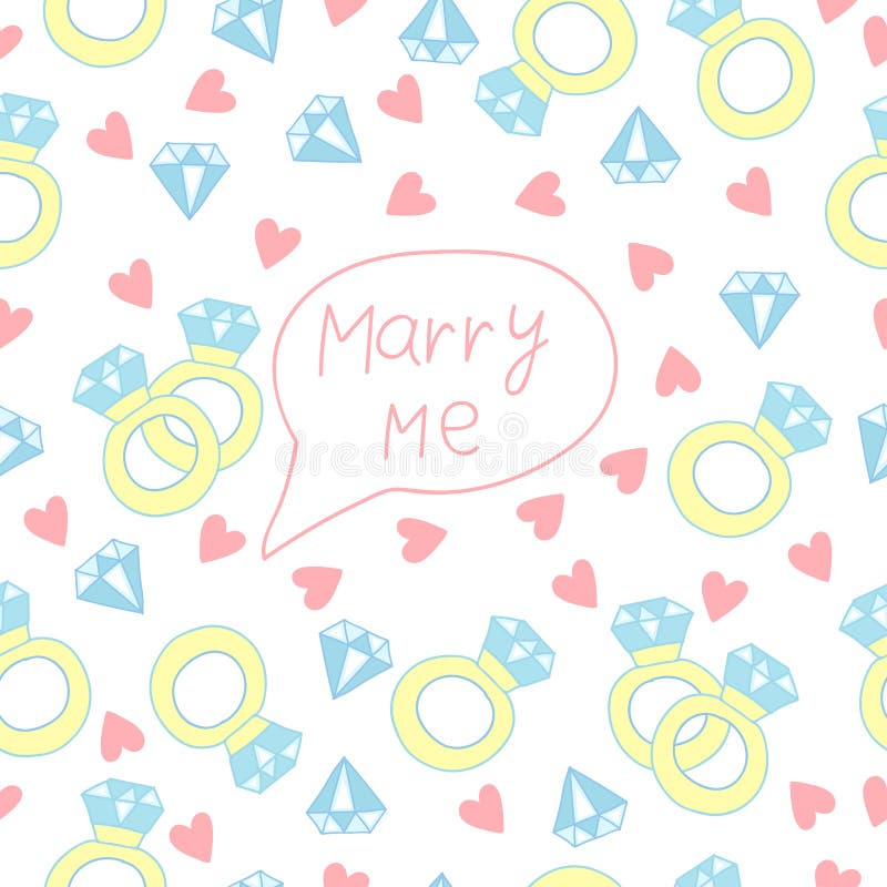 Marry Me. Wedding Seamless Pattern with Ring Stock Vector ...