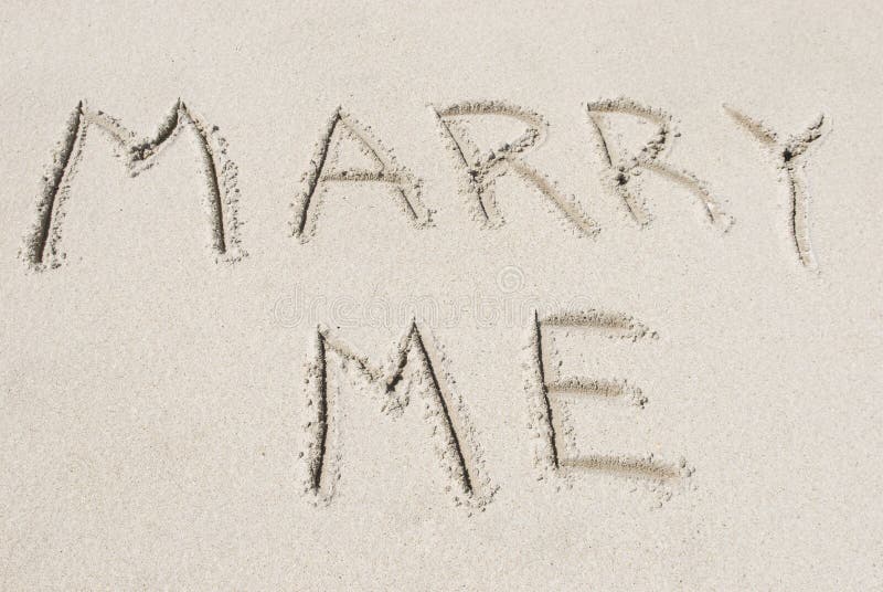 Marry Me Written in Sand on Beach Stock Photo - Image of romantic ...