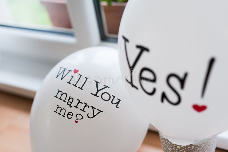 Marry me? Yes! stock photo. Image of wedding, balloons - 54931634