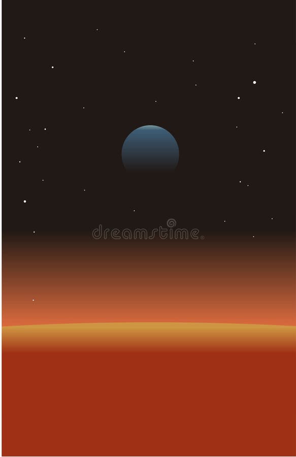 Mars Surface Landscape Space Scene Stock Vector - Illustration of scene ...