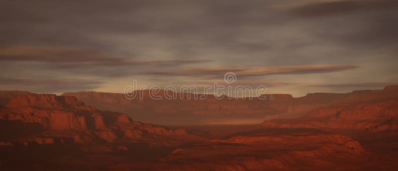 Mars Alien Landscape, 3d Render of Imaginary Planet Terrain, Science ...