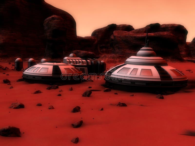 Space base on planet Mars stock illustration. Illustration of fiction ...
