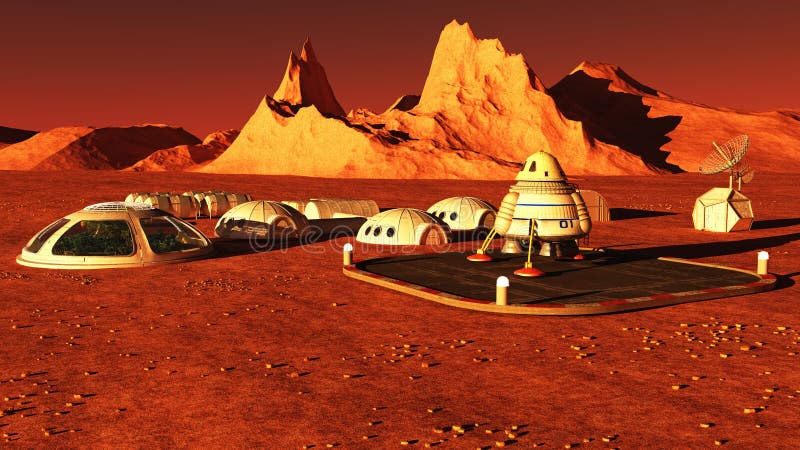 Mars base stock illustration. Illustration of landing - 145472809
