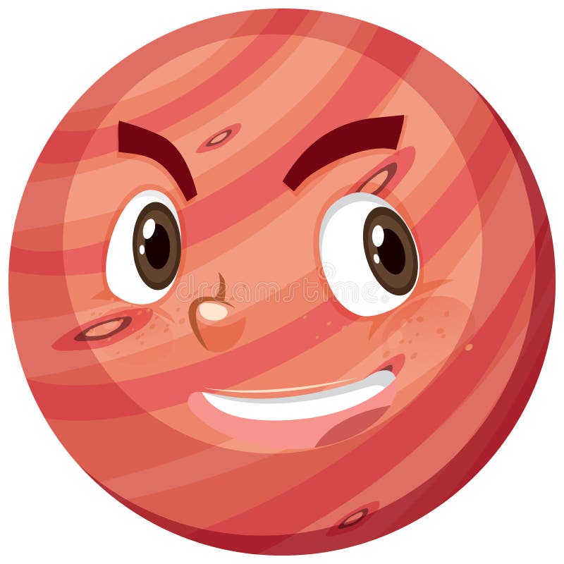 Mars Cartoon Character with Happy Face Expression on White Background ...