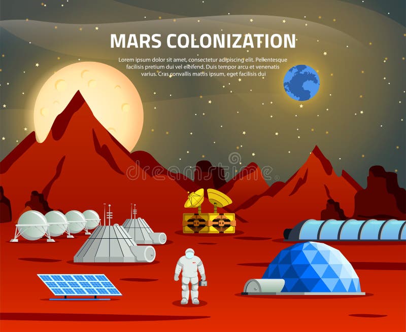 Mars Colonization Flat Composition Stock Vector - Illustration of ...