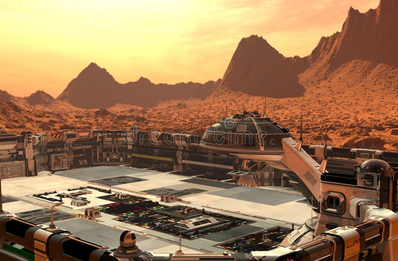 A New Colony in the Alien Planet Stock Illustration - Illustration of ...