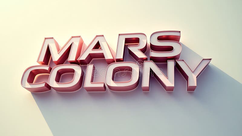 Mars Colony Futuristic Concept with 3D Letters and Shadow Effect Stock Illustration ...