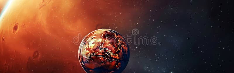 Mars in Deep Space, Illuminated by a Distant Sun, Showcasing Its Rugged ...