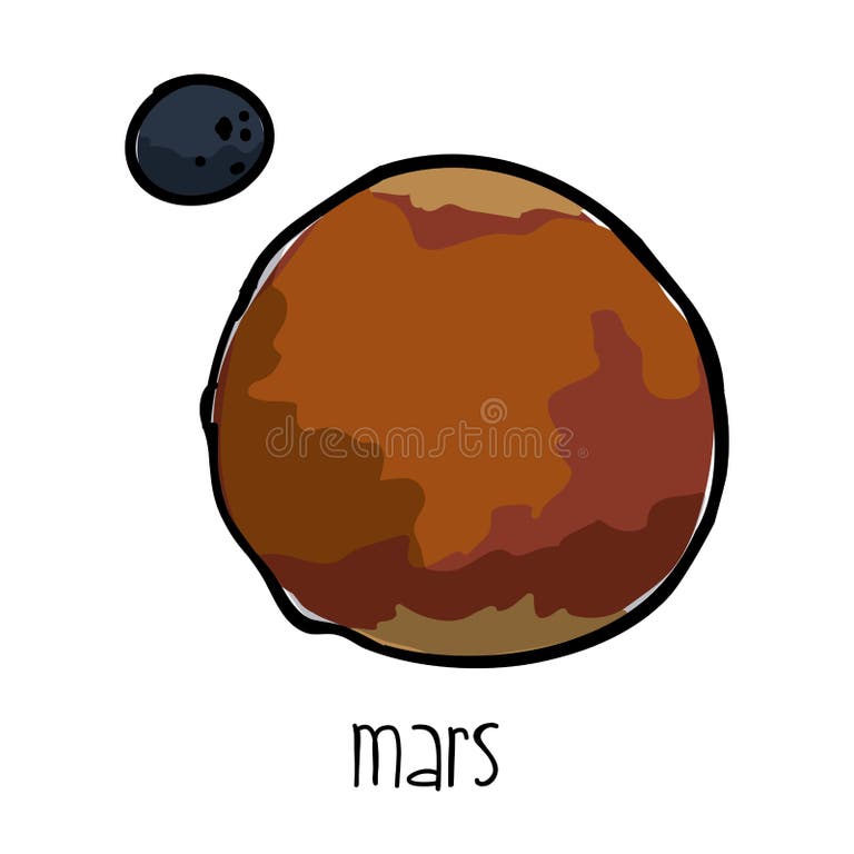 Mars drawn stock vector. Illustration of moon, artistic - 49523601