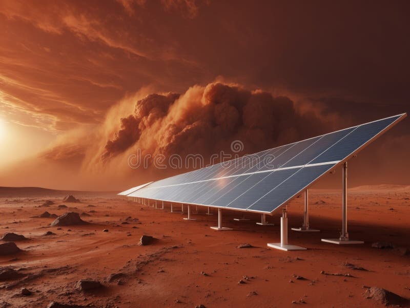 Mars Dust Storm Solar Panels on Red Planet Stock Image - Image of ...