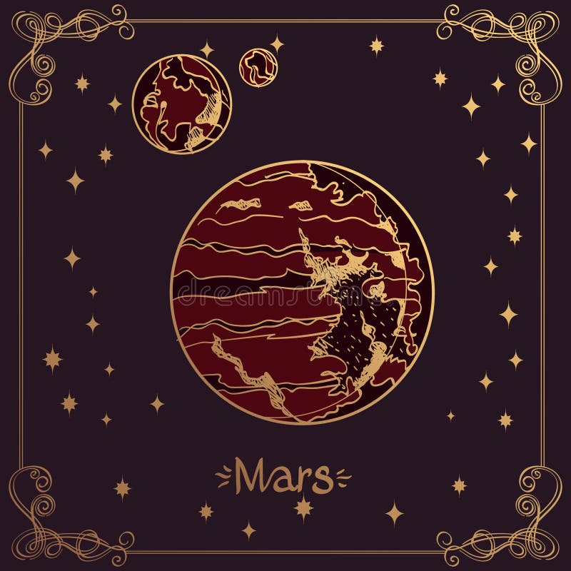 Mars E Die Symbole Von Astrologie Und Von Astronomie Stock Abbildung ...