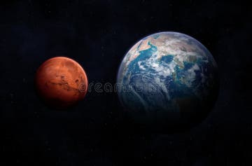 Mars and Earth. the Scale Difference of the Planets Earth and Mars ...