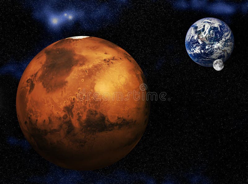 Mars, Erde und der Mond stock abbildung. Illustration von konzept ...