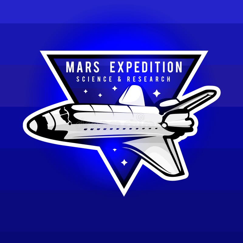 Mars Expedition Logo Concept with Space Shuttle Stock Vector ...