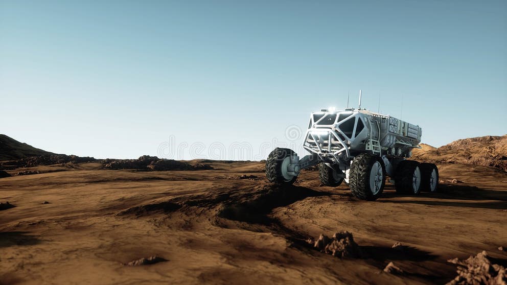 Mars Expedition Transport, Mars Rover. Base on Alien Planet. 3d ...