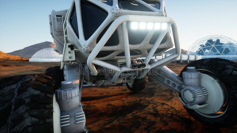 Mars Expedition Transport, Mars Rover. Base on Alien Planet. 3d ...