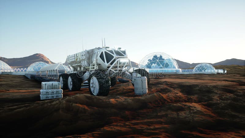 Mars Expedition Transport, Mars Rover. Base on Alien Planet. Realistic ...