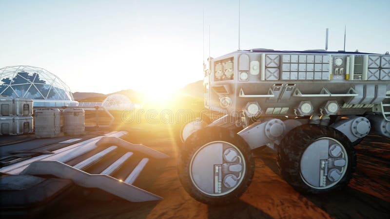 Mars Expedition Transport, Mars Rover. Base on Alien Planet. Realistic ...