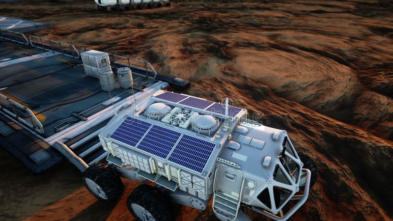 Mars Expedition Transport, Mars Rover. Base on Alien Planet. Realistic ...