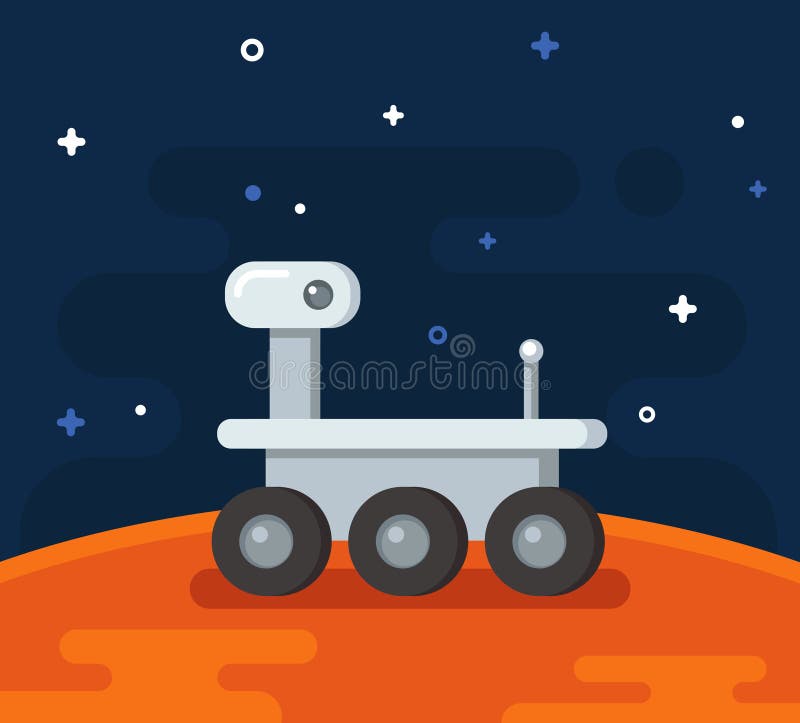 Cartoon Mars rover stock vector. Illustration of drawn - 144860939